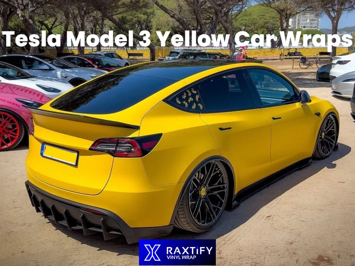 Tesla Model 3 Yellow Car Wraps – RAXTiFY