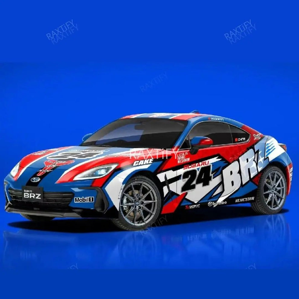 Subaru BRZ Red Blue Race Livery Custom Vinyl Wrap – RAXTiFY